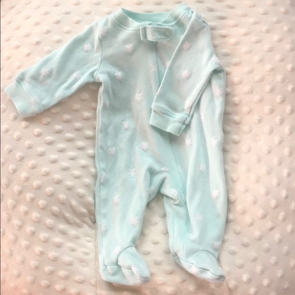 Amazon Essentials | One Pieces | Mint With White Stars Footed Onesie ...